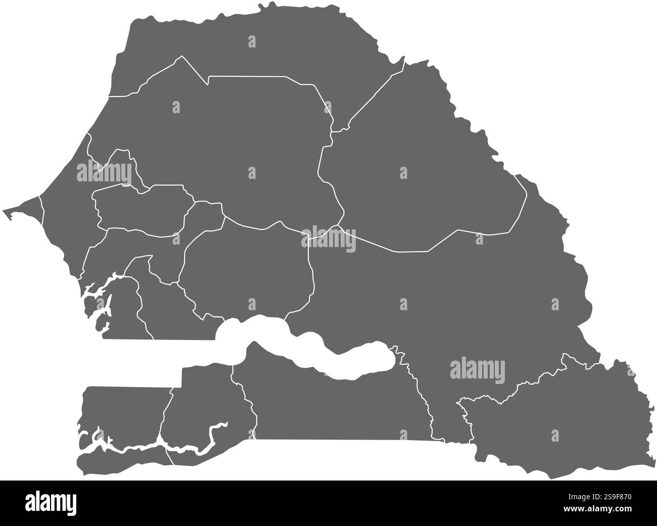 Map of Senegal as a dark area Stock Vector Image & Art - Alamy