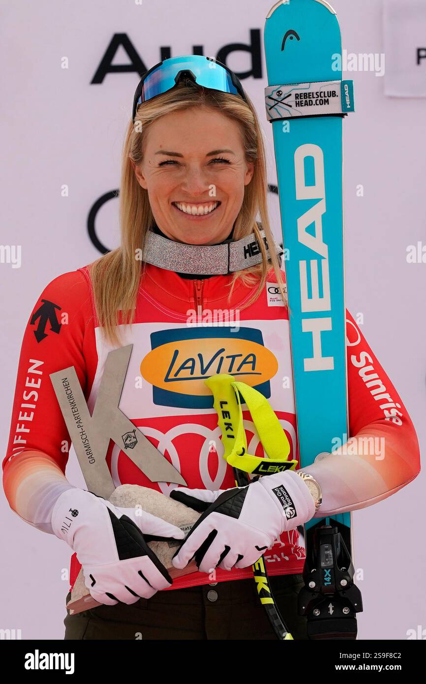 The winner Switzerland's Lara Gut Behrami celebrates after an alpine ...