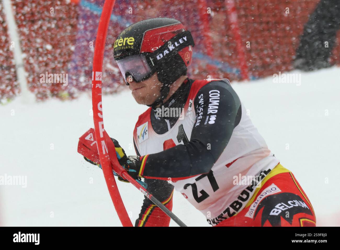 KITZBUEHEL, AUSTRIA - JANUARY 26: Armand Marchant of Belgium during the ...
