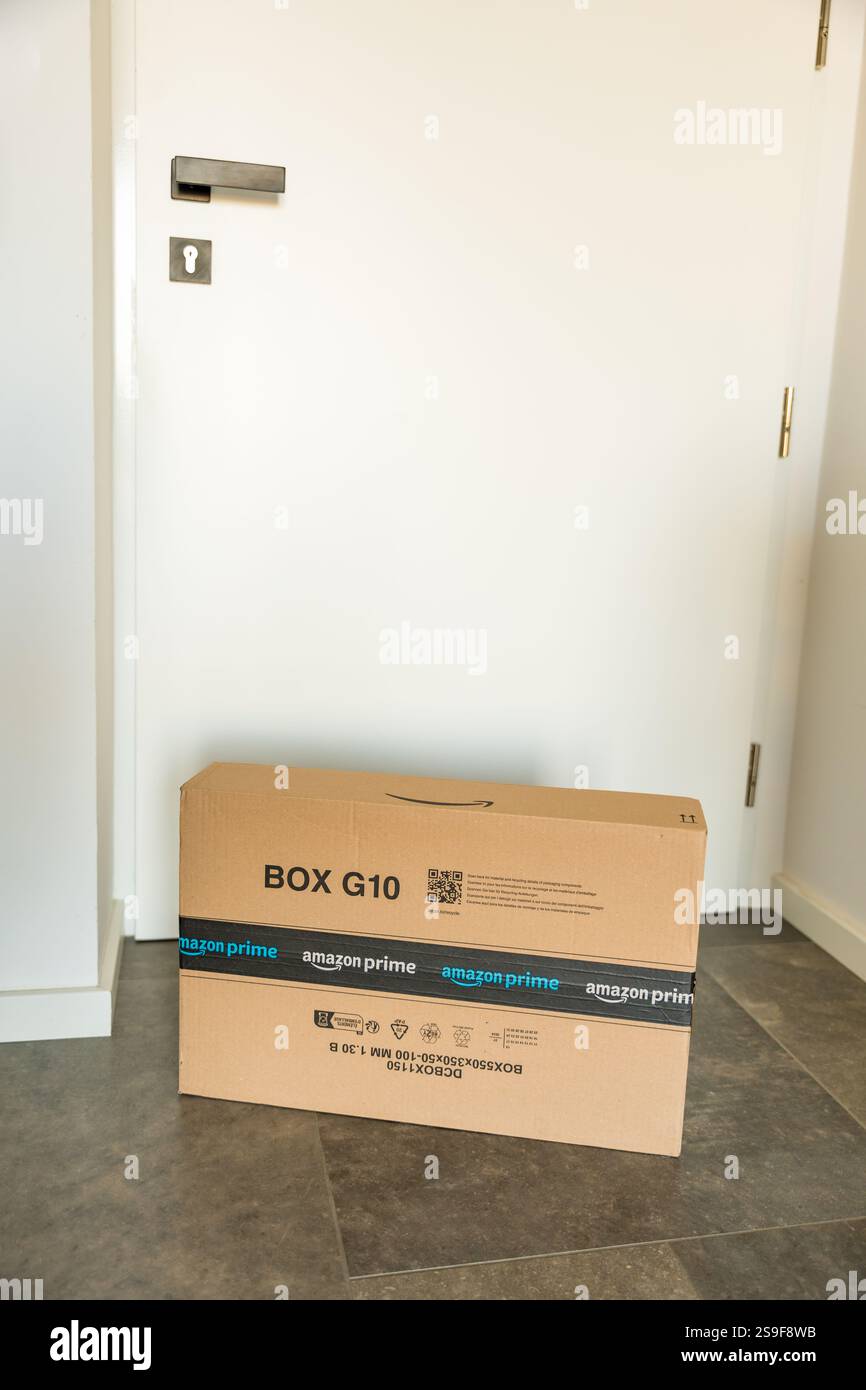 Prague, Czech republic - August 24, 2024: An Amazon Prime cardboard box ...