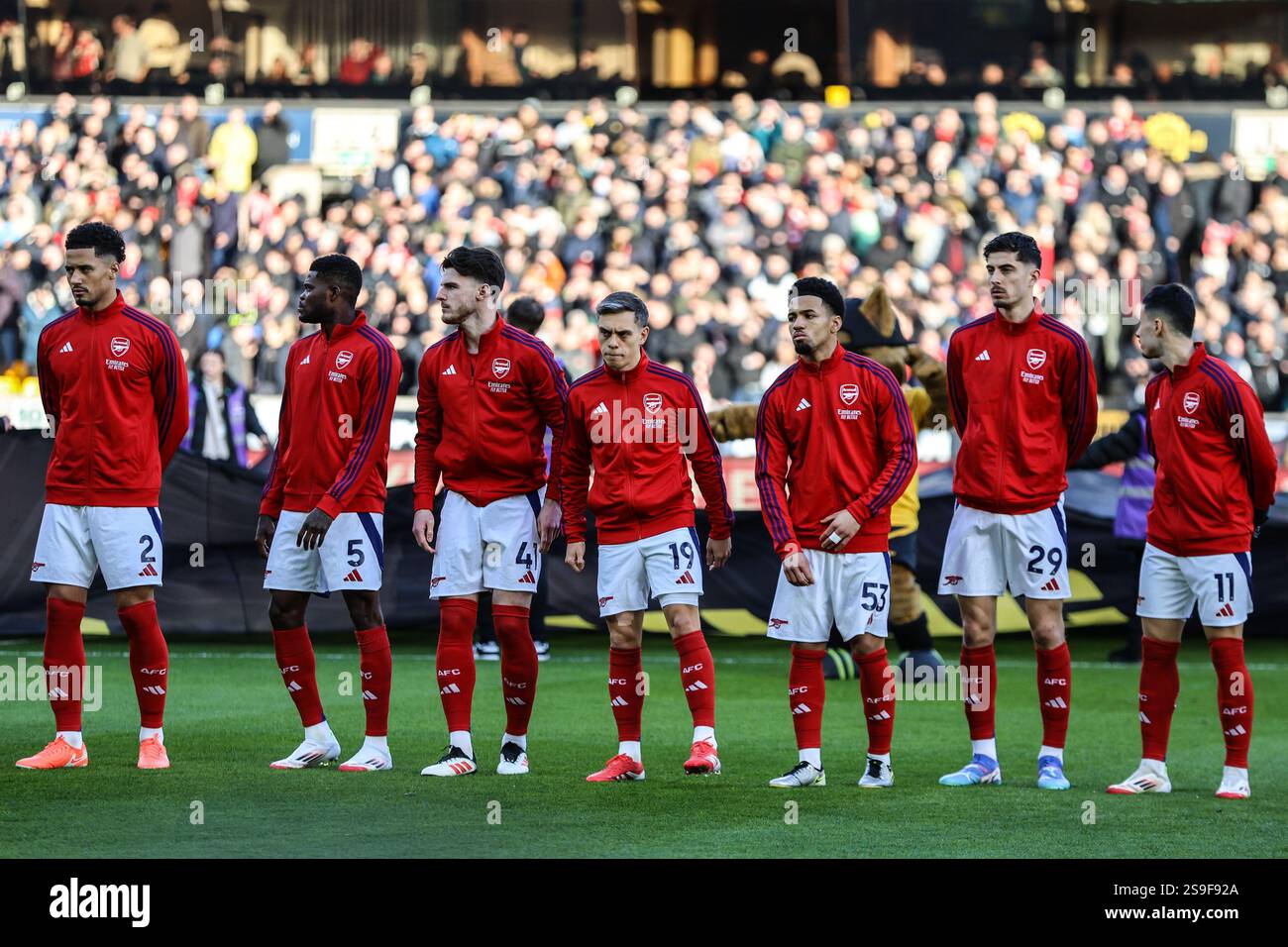 Wolverhampton, England, January 25th 2025: Arsenal players line up ...