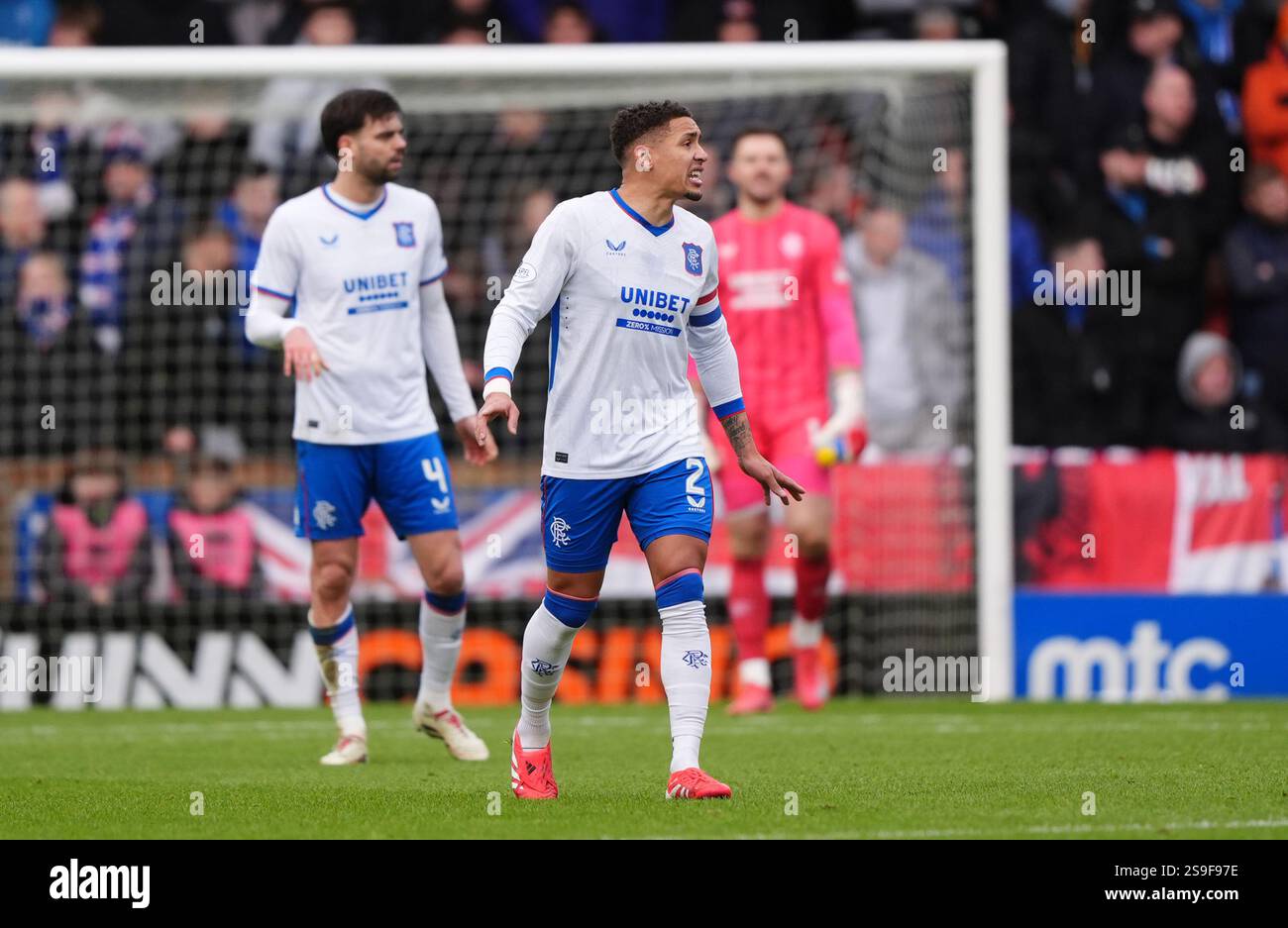 Rangers' James Tavernier reacts after Dundee United's Sam Dalby scores ...
