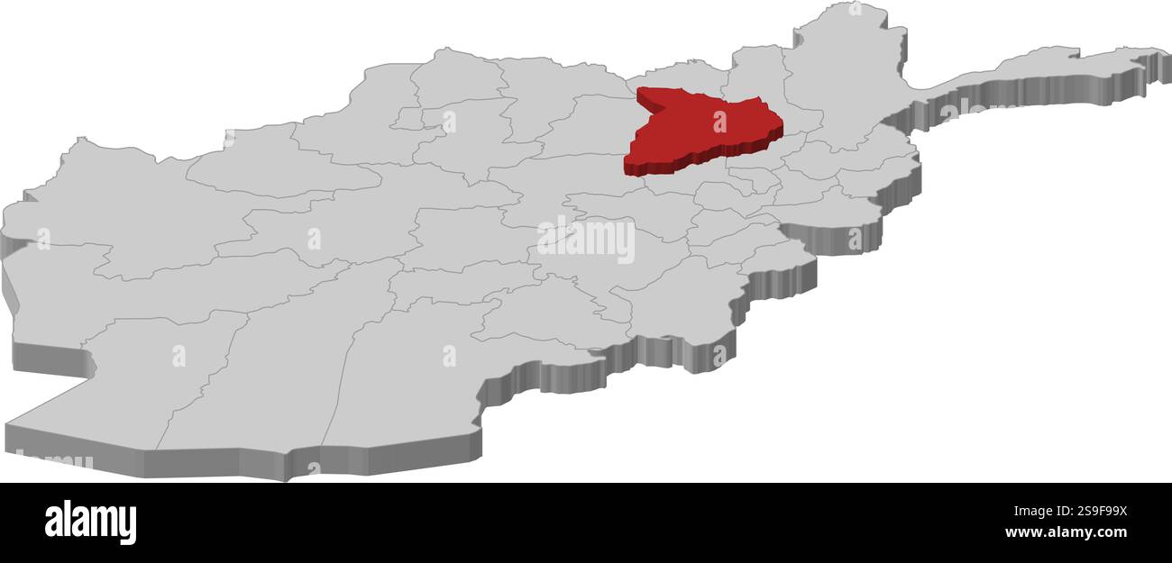 Map of Afghanistan as a gray piece, Baghlan is highlighted in red Stock ...