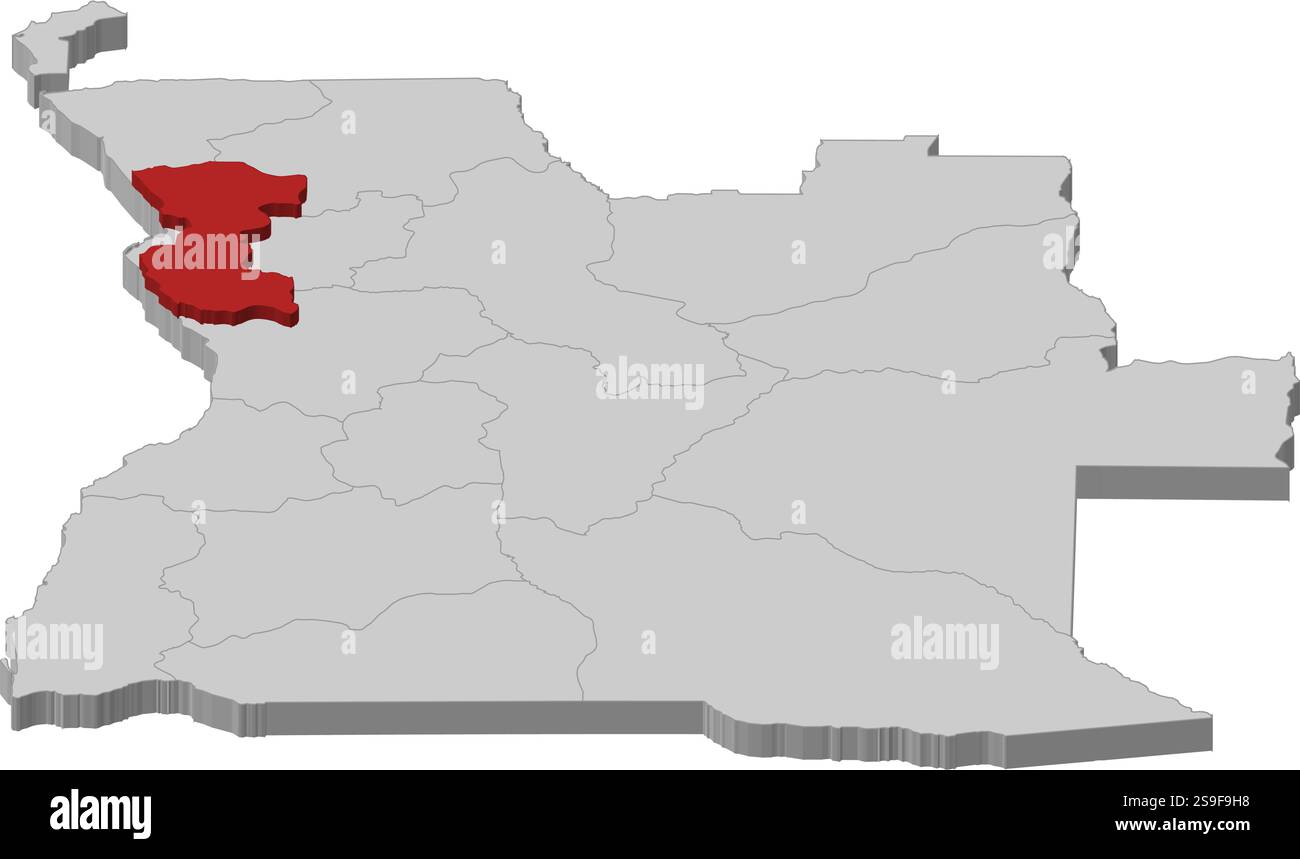 Map of Angola as a gray piece, Bengo is highlighted in red Stock Vector ...