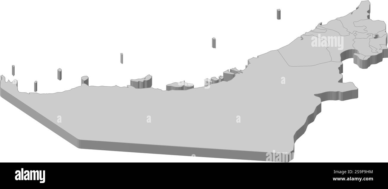 Map of United Arab Emirates as a gray piece Stock Vector Image & Art ...