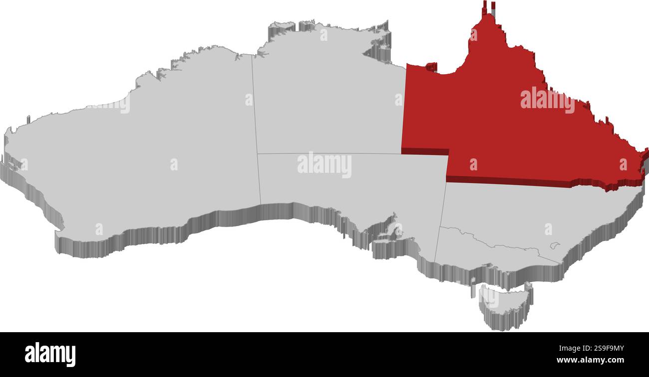 Australia map queensland highlighted hi-res stock photography and ...