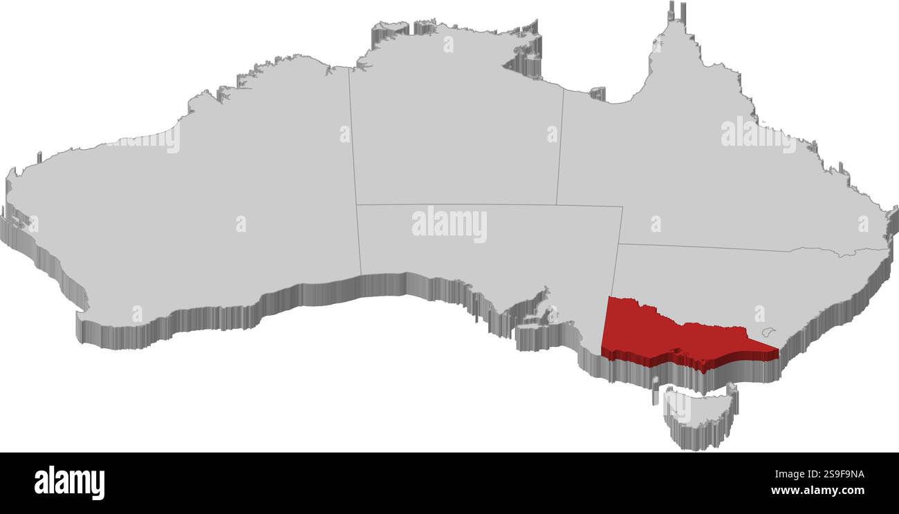 Map of Australia as a gray piece., Victoria is highlighted in red Stock ...