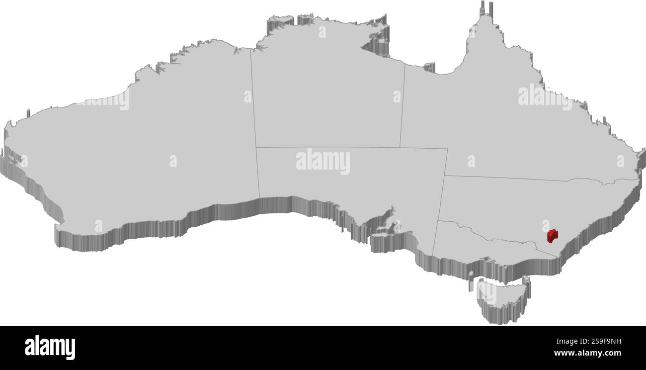 Map of Australia as a gray piece., Capital Territory is highlighted in ...