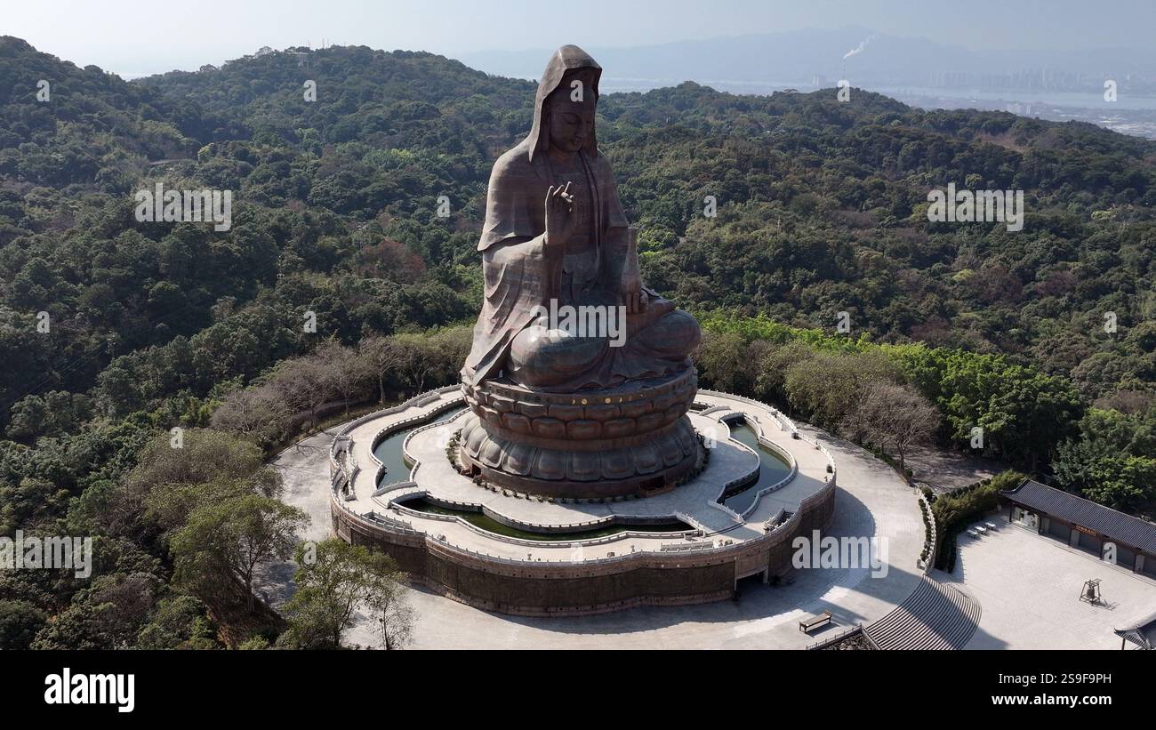 FOSHAN, CHINA - JANUARY 25, 2025 - The world's highest Nanhai Guanyin sitting statue at Xiqiao ...