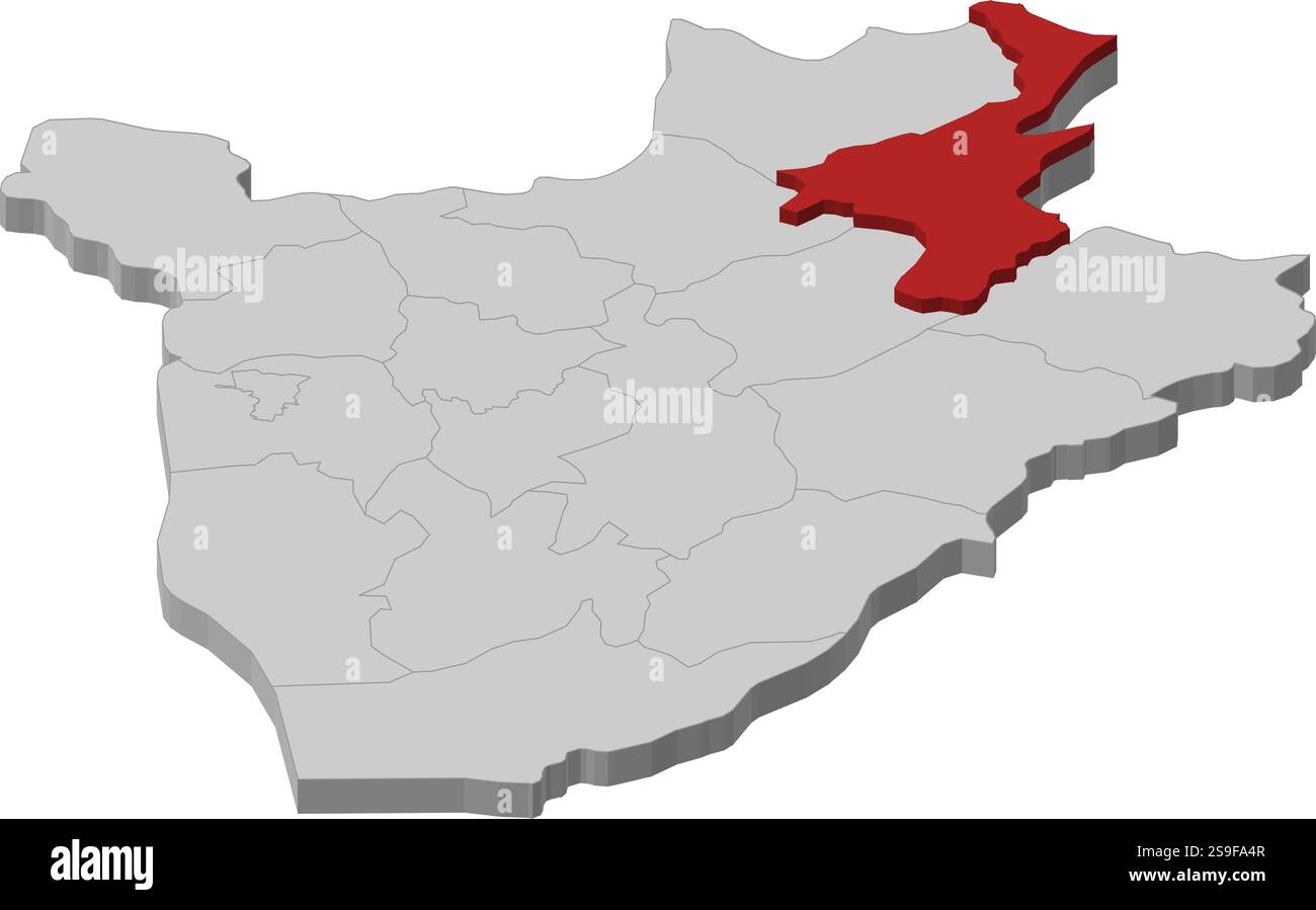 Map of Burundi as a gray piece, Muyinga is highlighted in red Stock ...