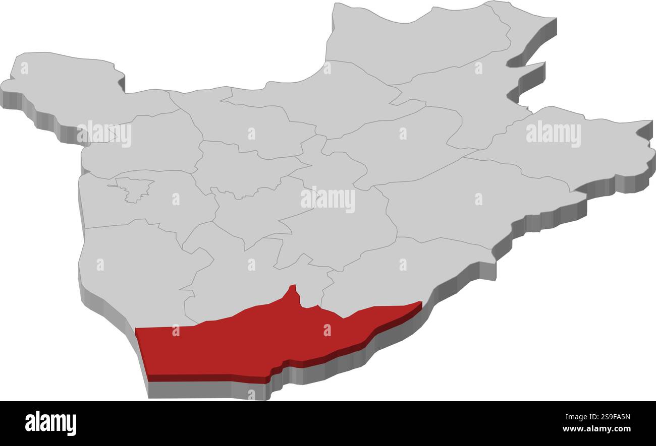 Map of Burundi as a gray piece, Makamba is highlighted in red Stock ...