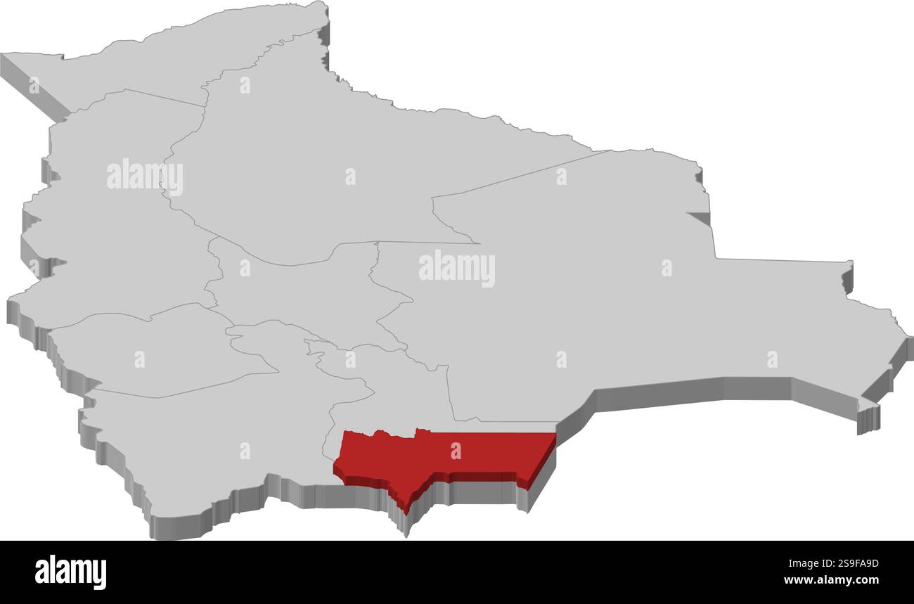 Map of Bolivia as a gray piece, Tarija is highlighted in red Stock ...