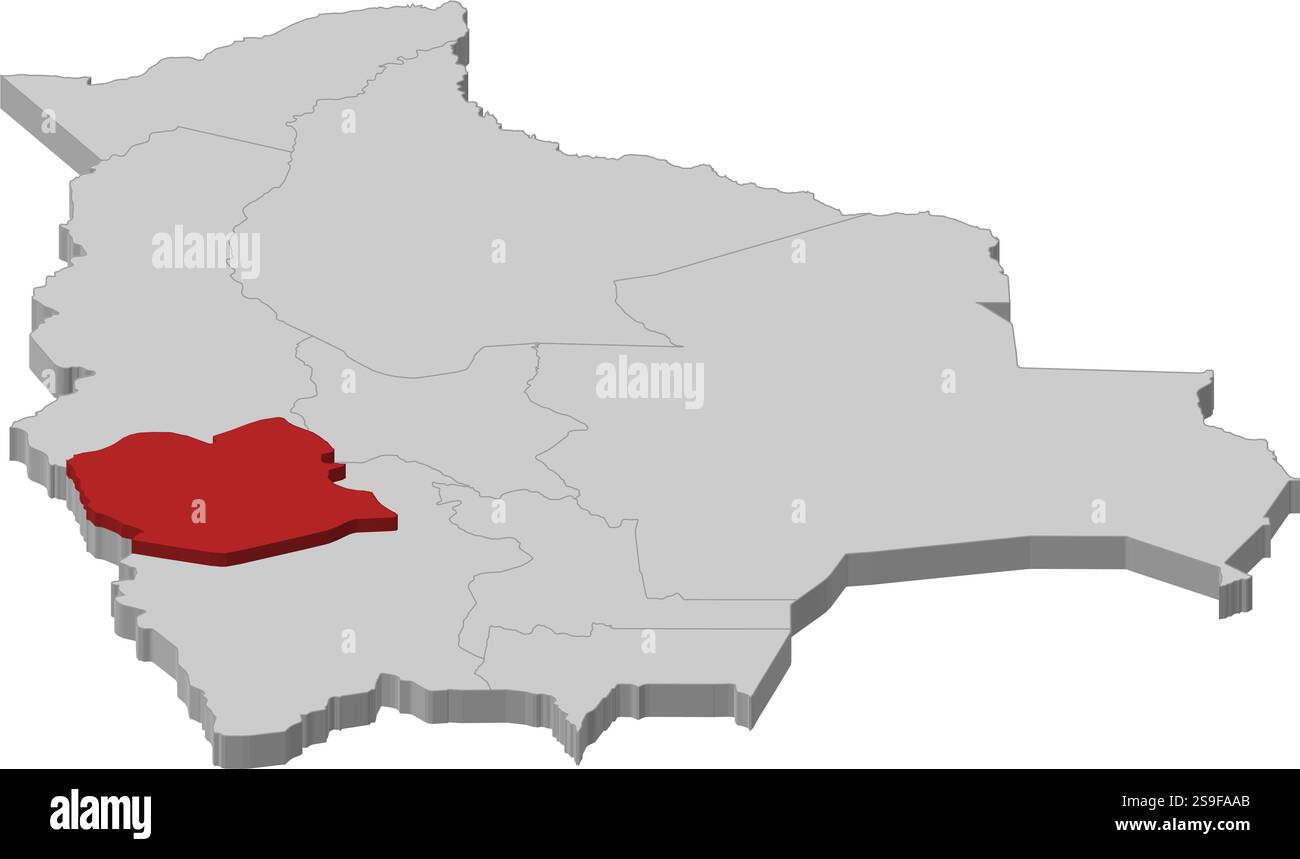 Map of Bolivia as a gray piece, Oruro is highlighted in red Stock Vector Image & Art - Alamy