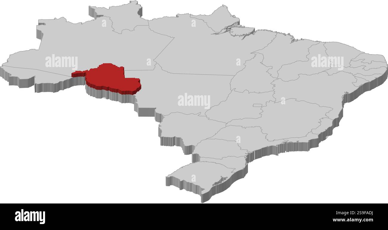 Map of Brazil as a gray piece., Rondônia is highlighted in red Stock ...