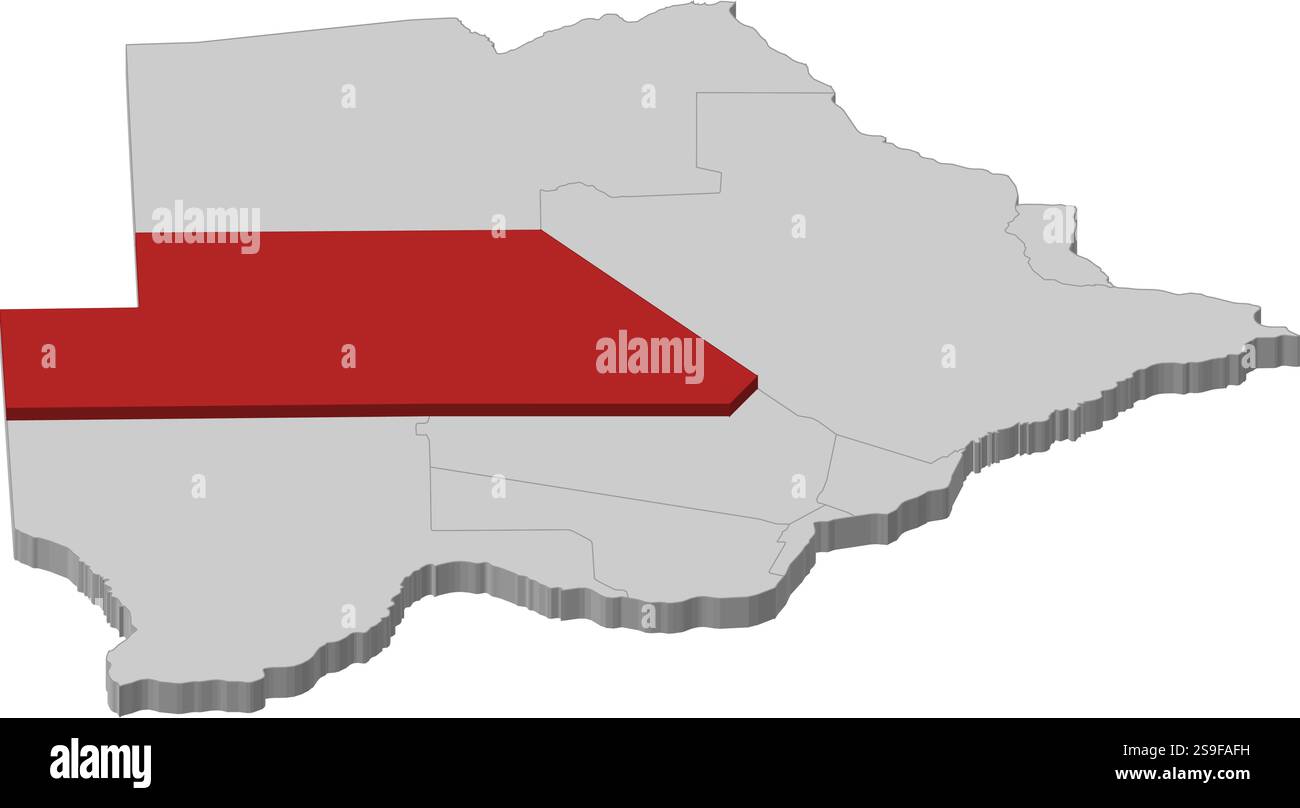 Map of Botswana as a gray piece, Ghanzi is highlighted in red Stock ...