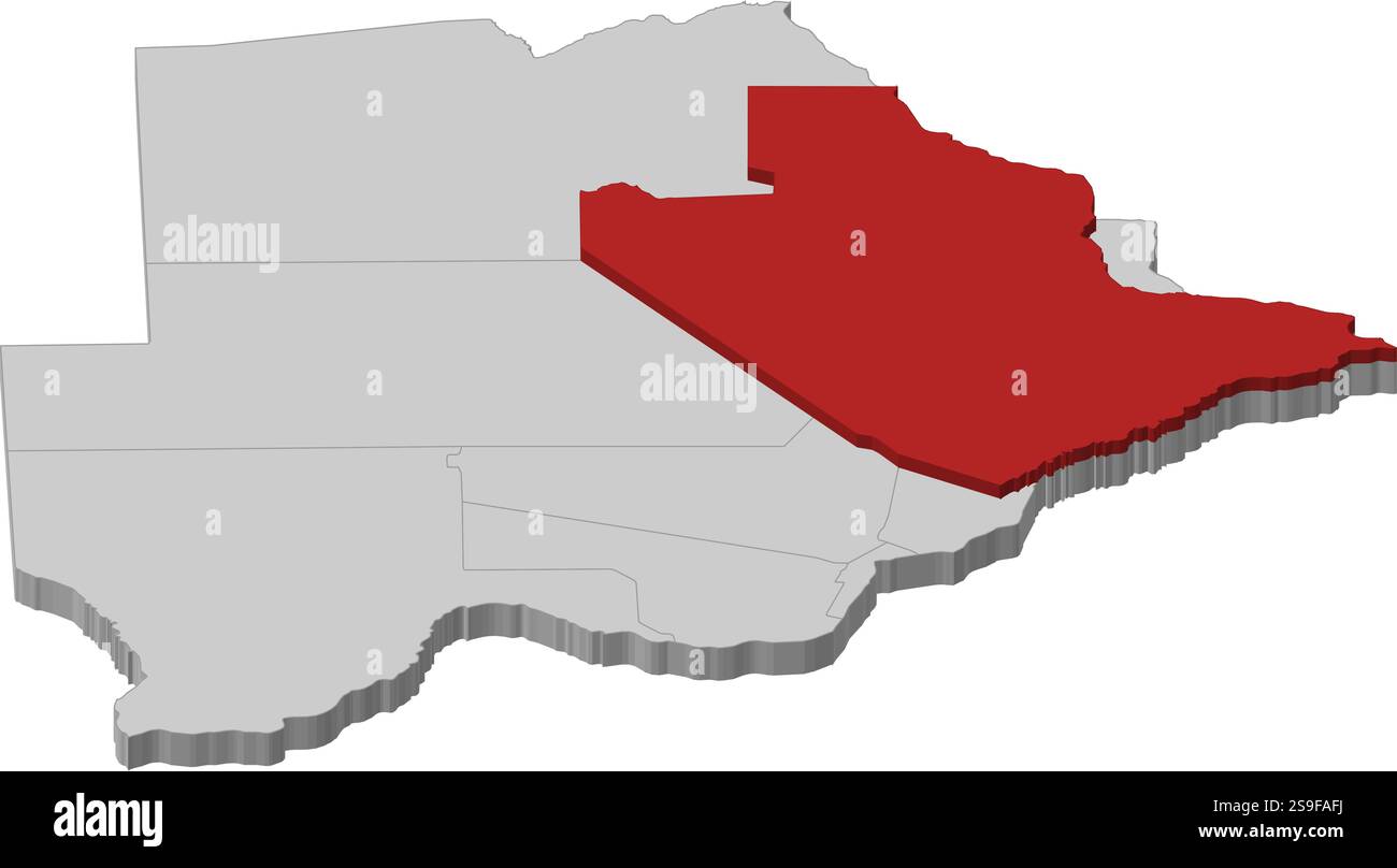 Map of Botswana as a gray piece, Central is highlighted in red Stock ...