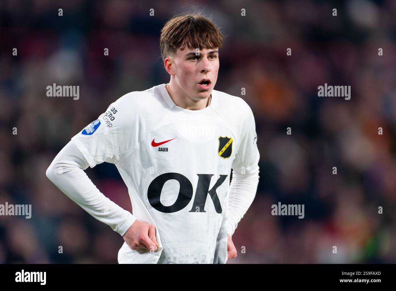 EINDHOVEN, NETHERLANDS - JANUARY 25: Leo Sauer of NAC Breda looks on ...
