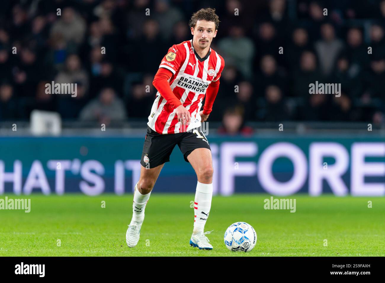 EINDHOVEN, NETHERLANDS - JANUARY 25: Olivier Boscagli of PSV in action during the Dutch ...