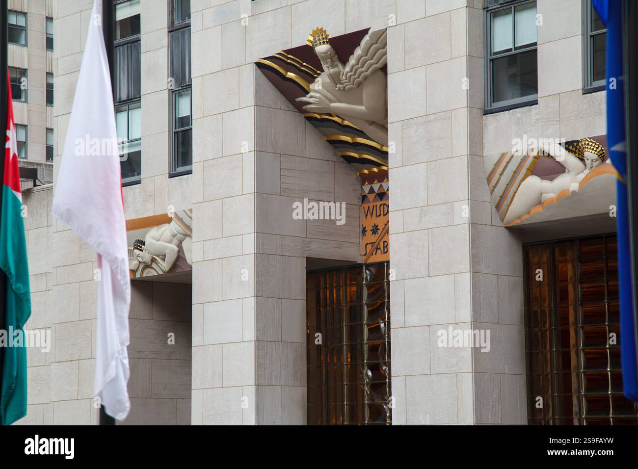 The Wisdom artwork in Rockefeller Center, Manhattan, New York City, USA ...