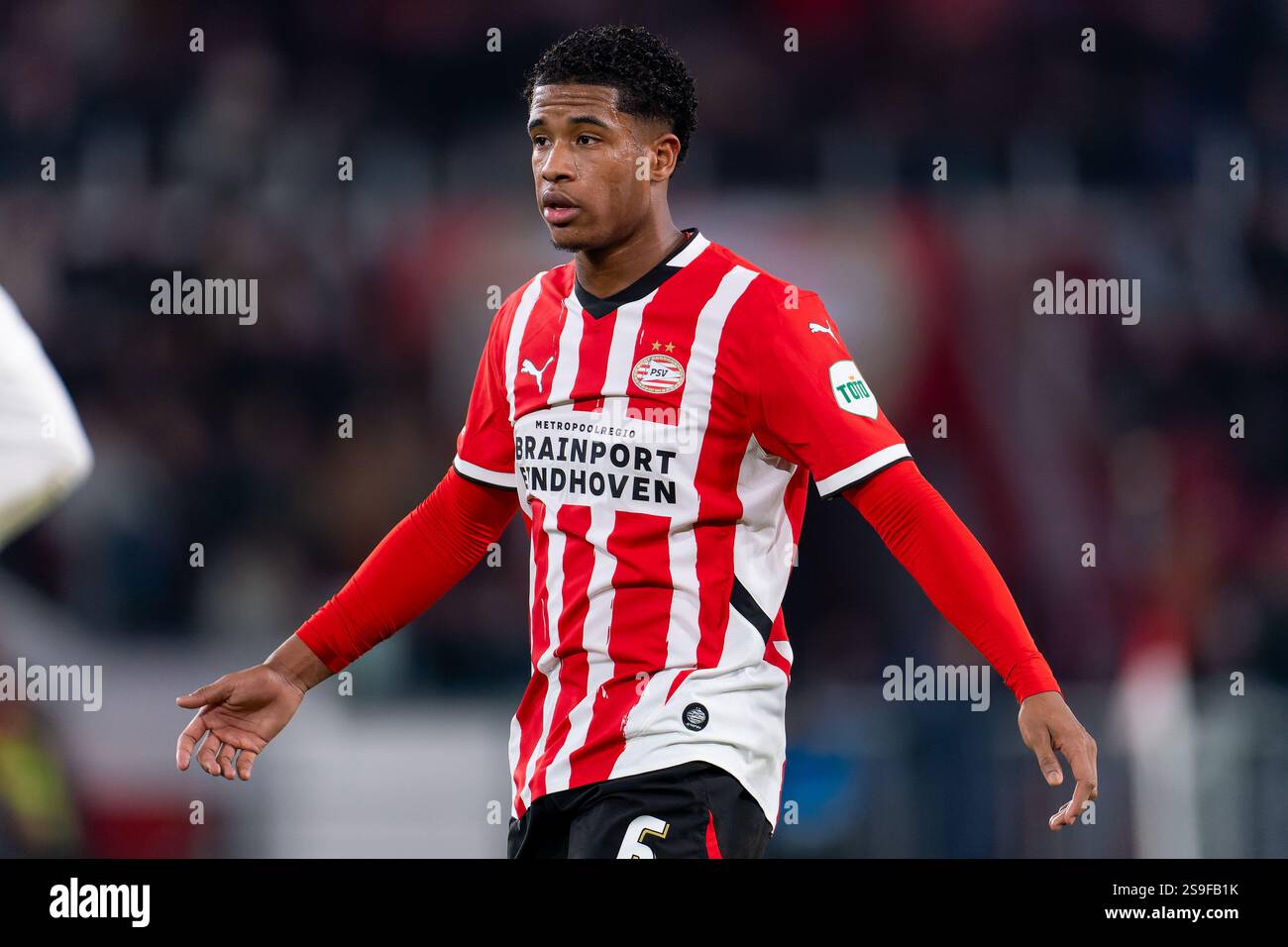 EINDHOVEN, NETHERLANDS - JANUARY 25: Ryan Flamingo of PSV looks on during the Dutch Eredivisie ...