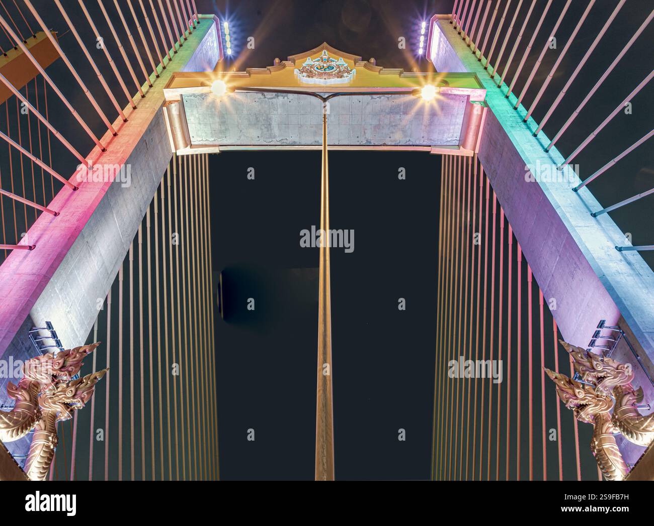 Bangkok, Thailand - Jan 10, 2025 - Looking up view The girders of a ...