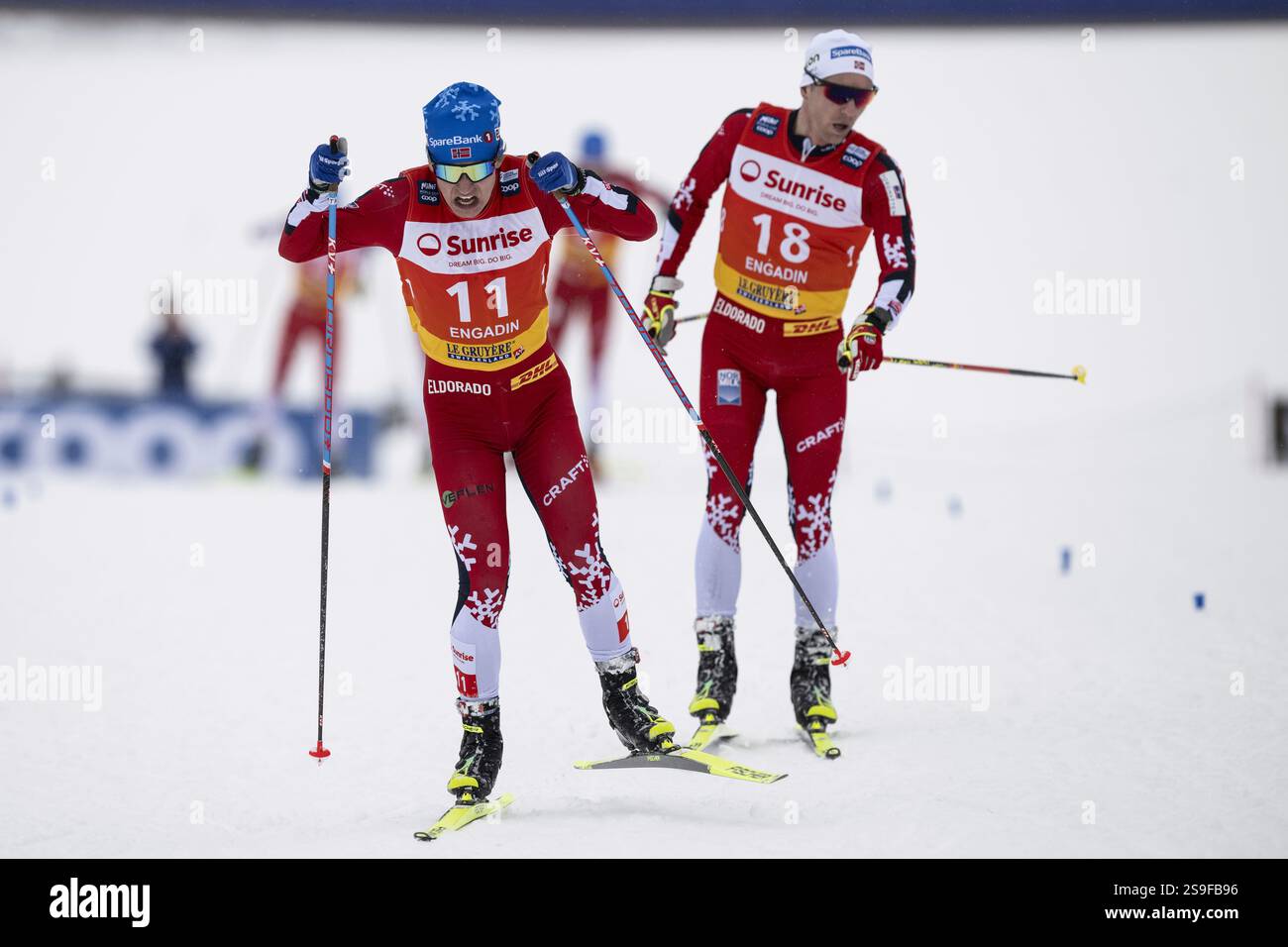 Second placed Iver Tildheim Andersen of Norway, left, and third placed ...