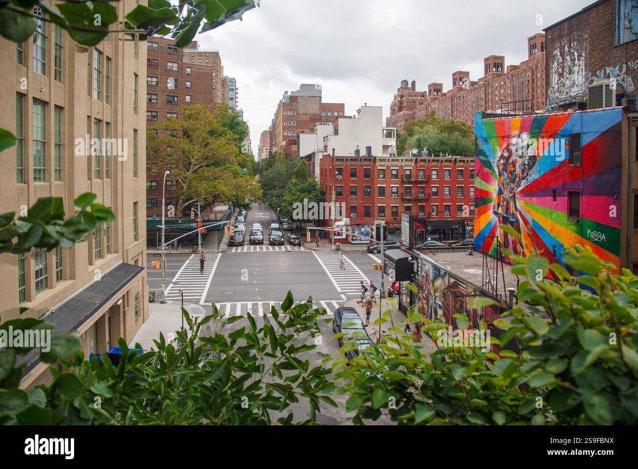 The W 25th Avenue from the elevated High Line Park with tis historical ...
