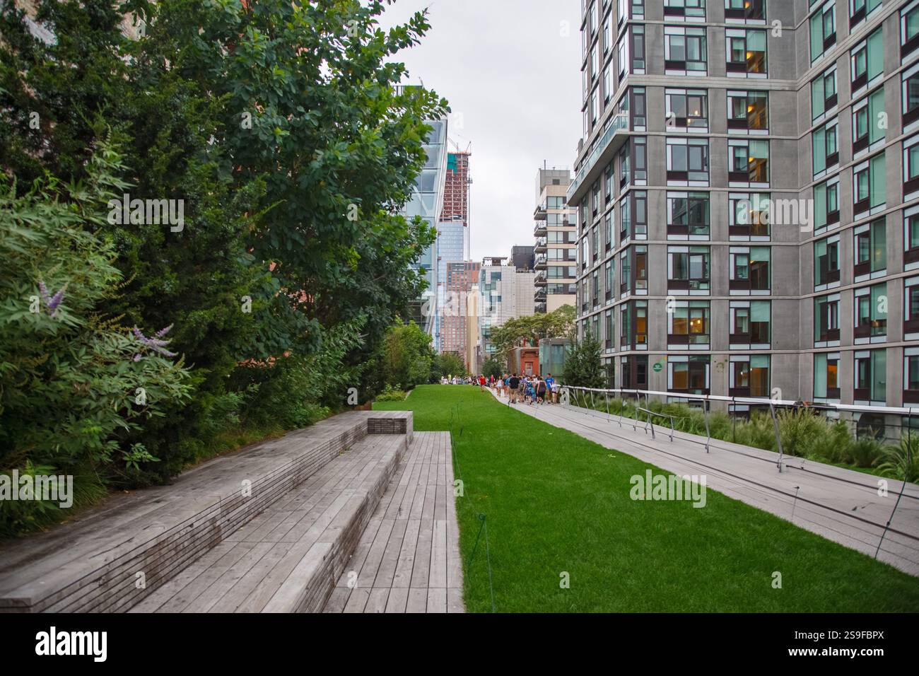 The High line park wood benches in Manhattan, New York City, USA Stock ...