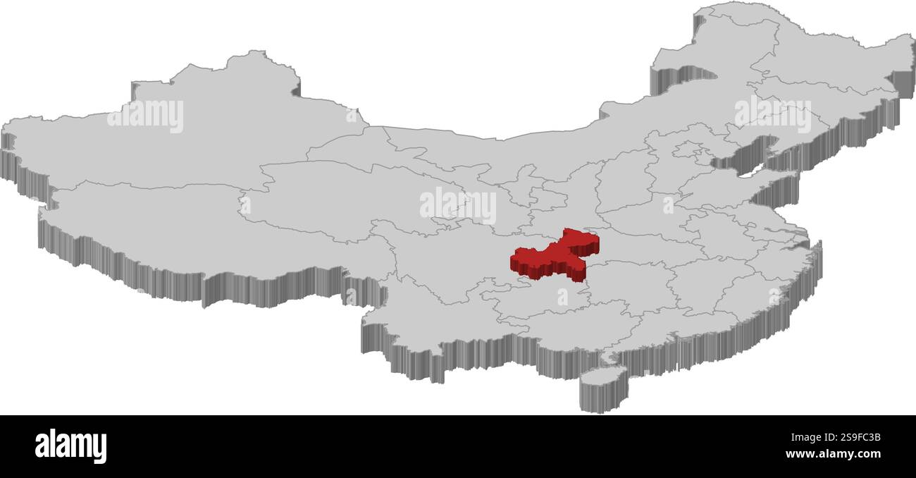 Map of China as a gray piece., Chongqing is highlighted in red Stock ...