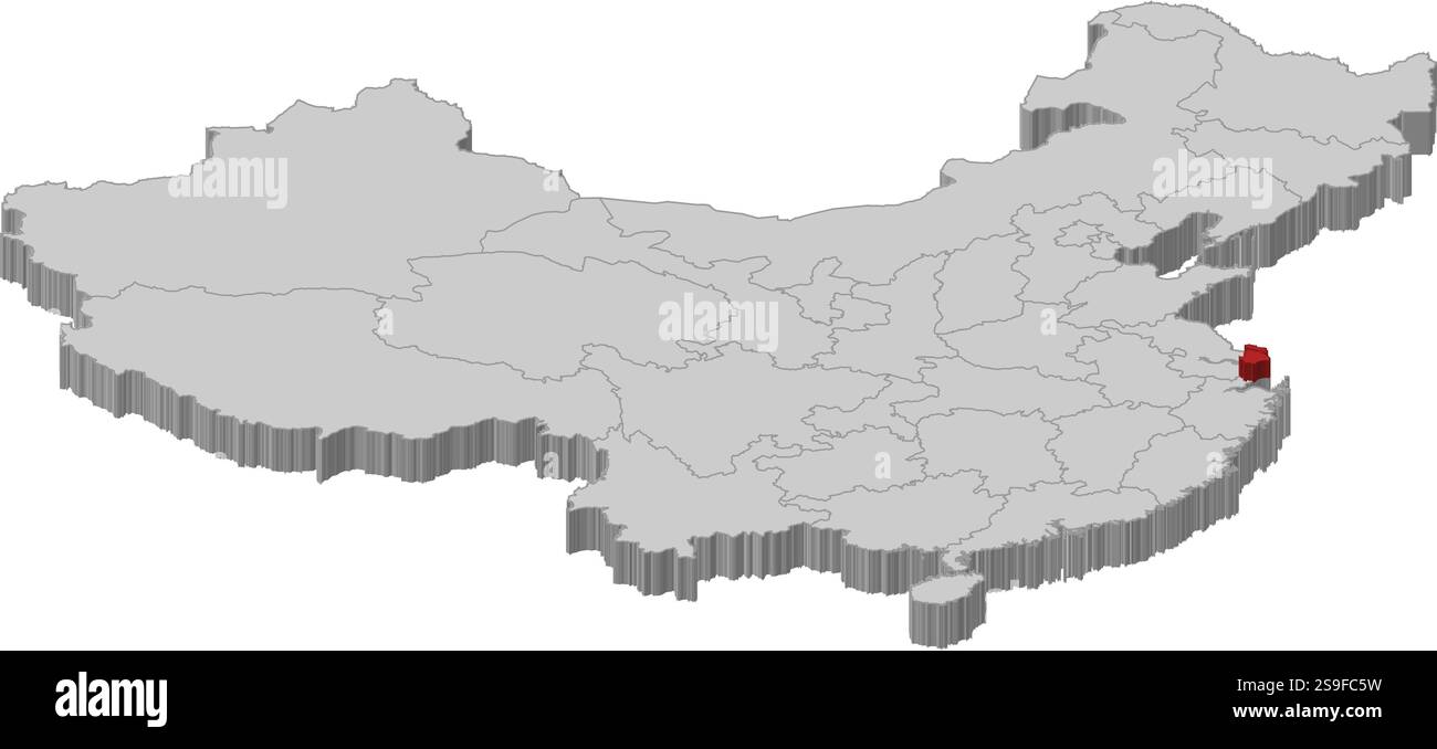 Map of China as a gray piece., Shanghai is highlighted in red Stock ...