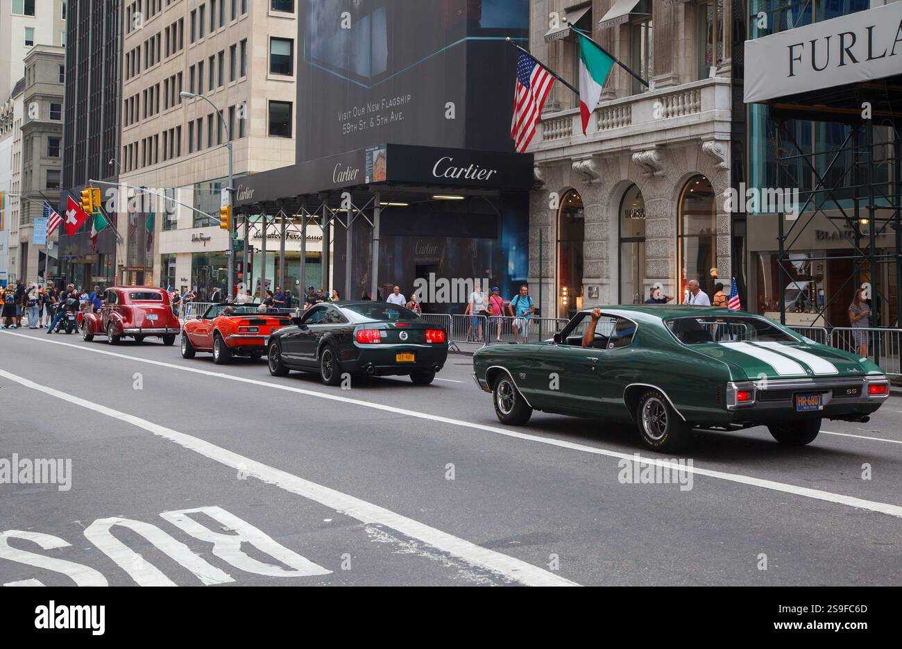 A Vintage cars parade at the fifth avenue, Midtown Manhattan, New York ...