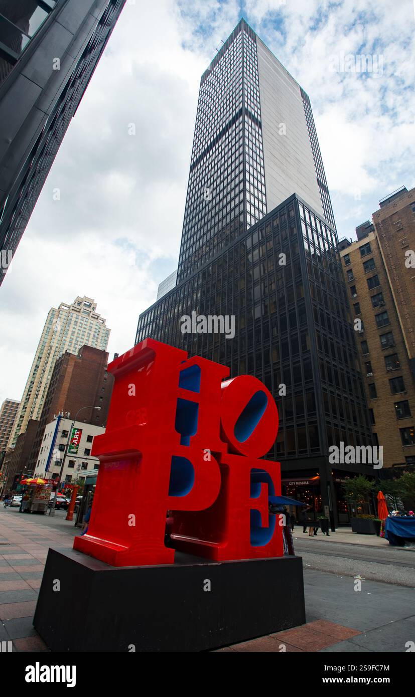 The Hope Sculpture in 7th avenue, Midtown Manhattan, New York City, USA ...