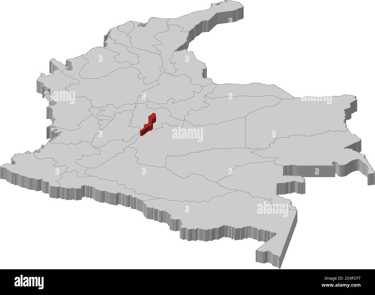Map of Colombia as a gray piece., Bogota is highlighted in red Stock ...