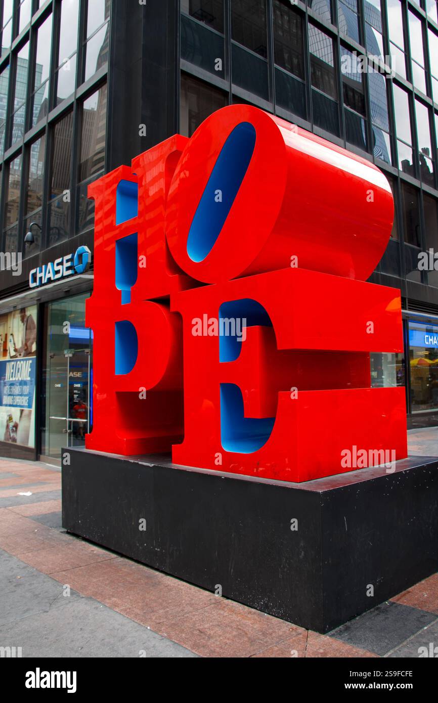 The Hope Sculpture in 7th avenue, Midtown Manhattan, New York City, USA ...