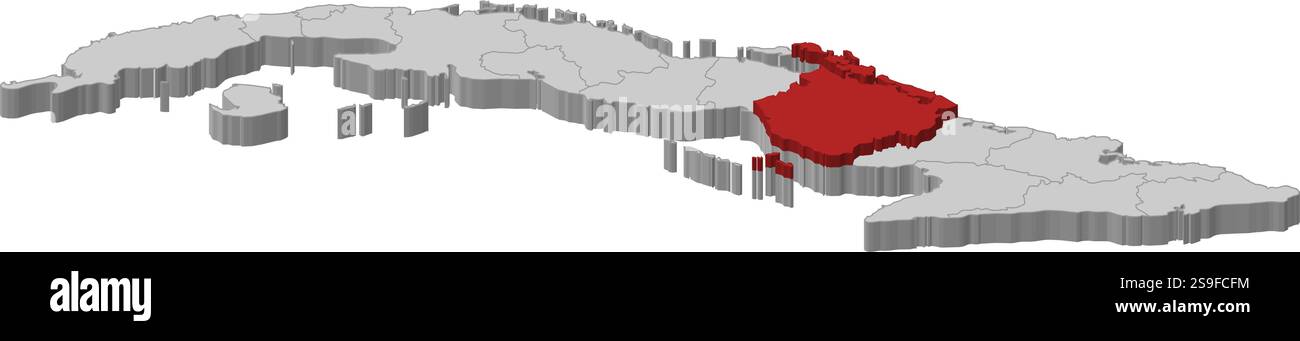 Map of Cuba as a gray piece, Camagüey is highlighted in red Stock ...
