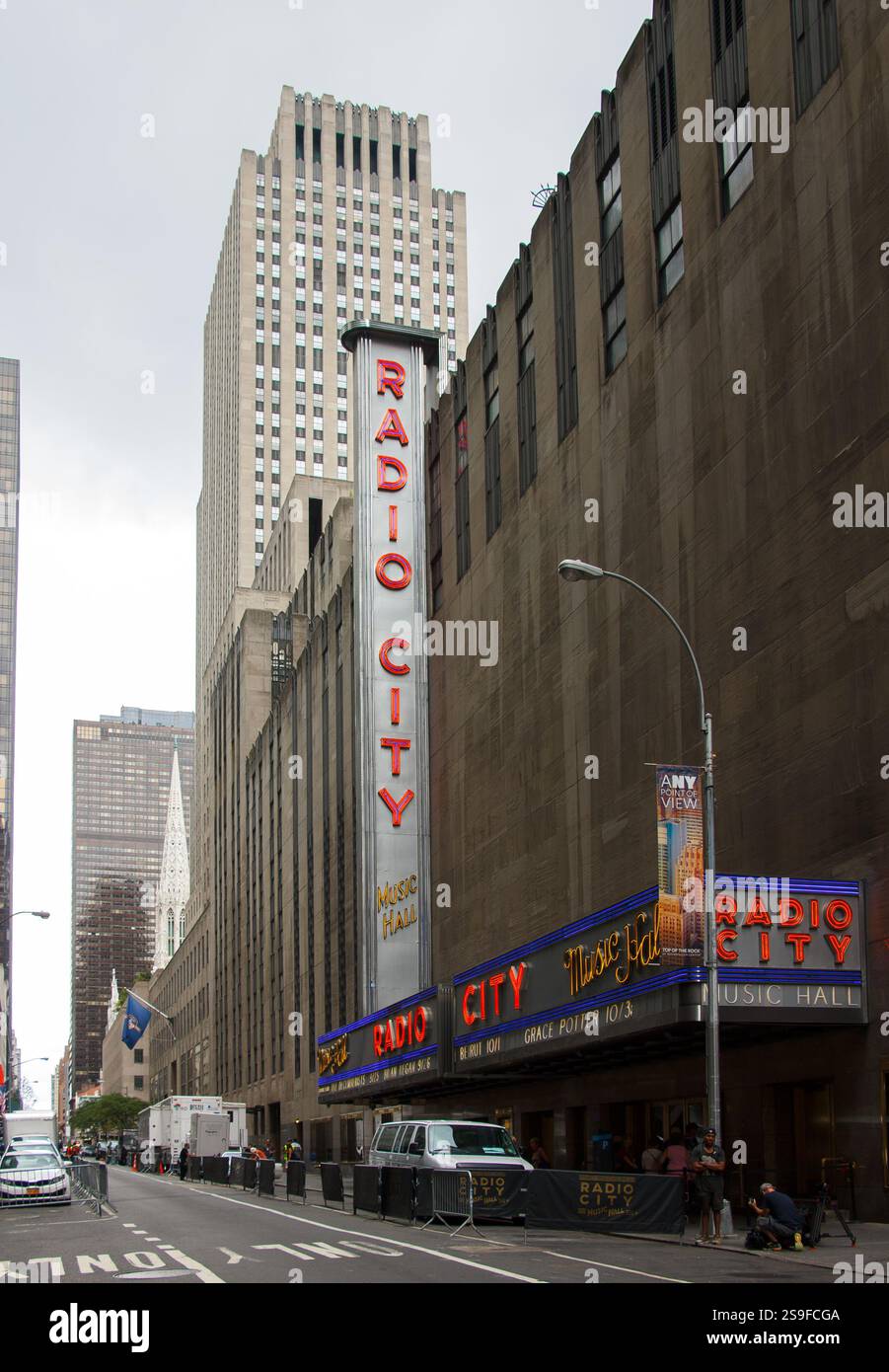 The Radio City music hall billboard at 6th avenue, Midtown Manhattan ...
