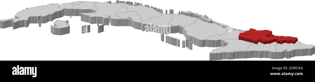 Map of Cuba as a gray piece, Holguín is highlighted in red Stock Vector ...