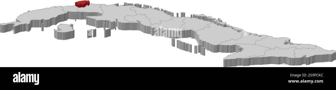 Map of Cuba as a gray piece, Havana is highlighted in red Stock Vector ...