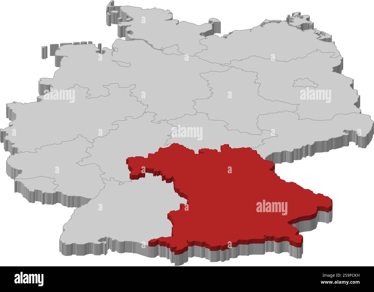 Map of Germany as a gray piece., Bavaria is highlighted in red Stock Vector Image & Art - Alamy