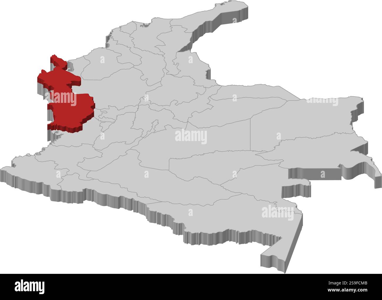 Map of Colombia as a gray piece., Choco is highlighted in red Stock ...