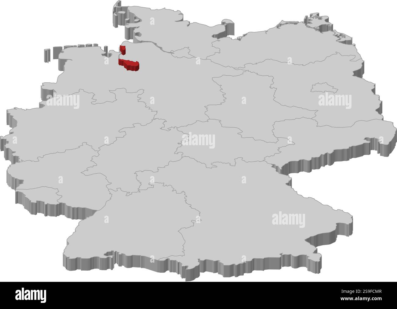Map of Germany as a gray piece., Bremen is highlighted in red Stock ...