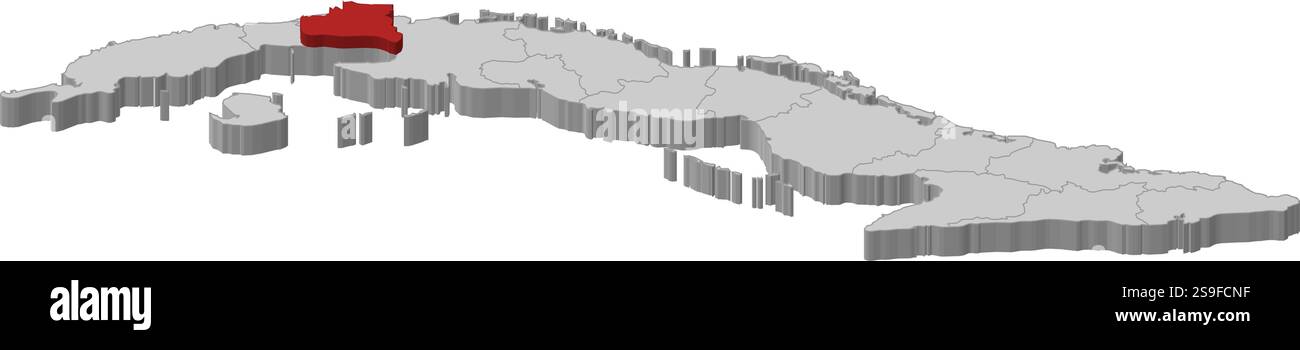 Map of Cuba as a gray piece, Mayabeque is highlighted in red Stock ...