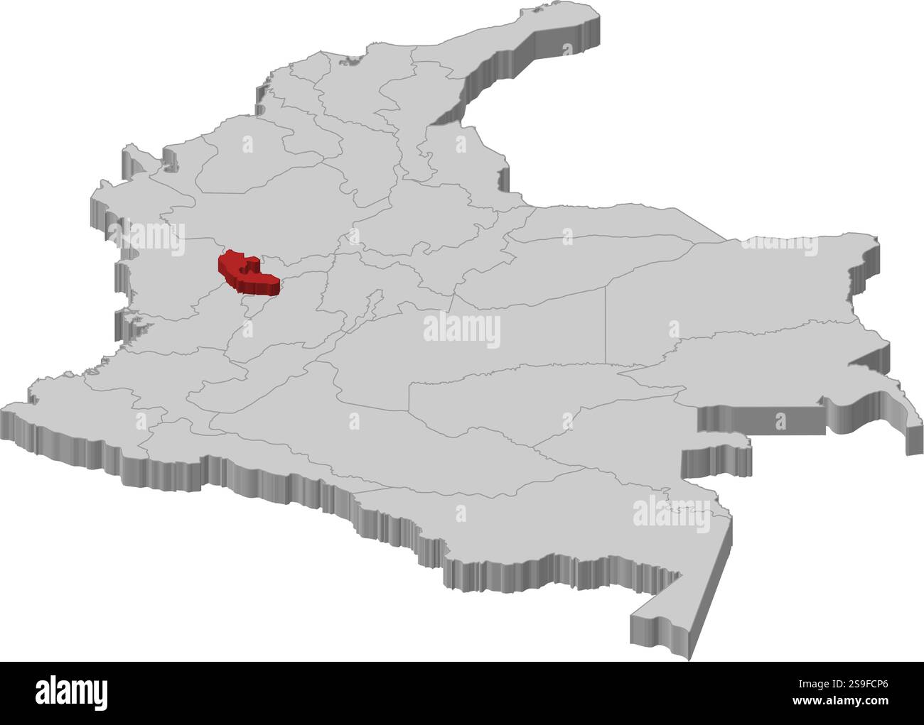 Map of Colombia as a gray piece., Risaralda is highlighted in red Stock ...