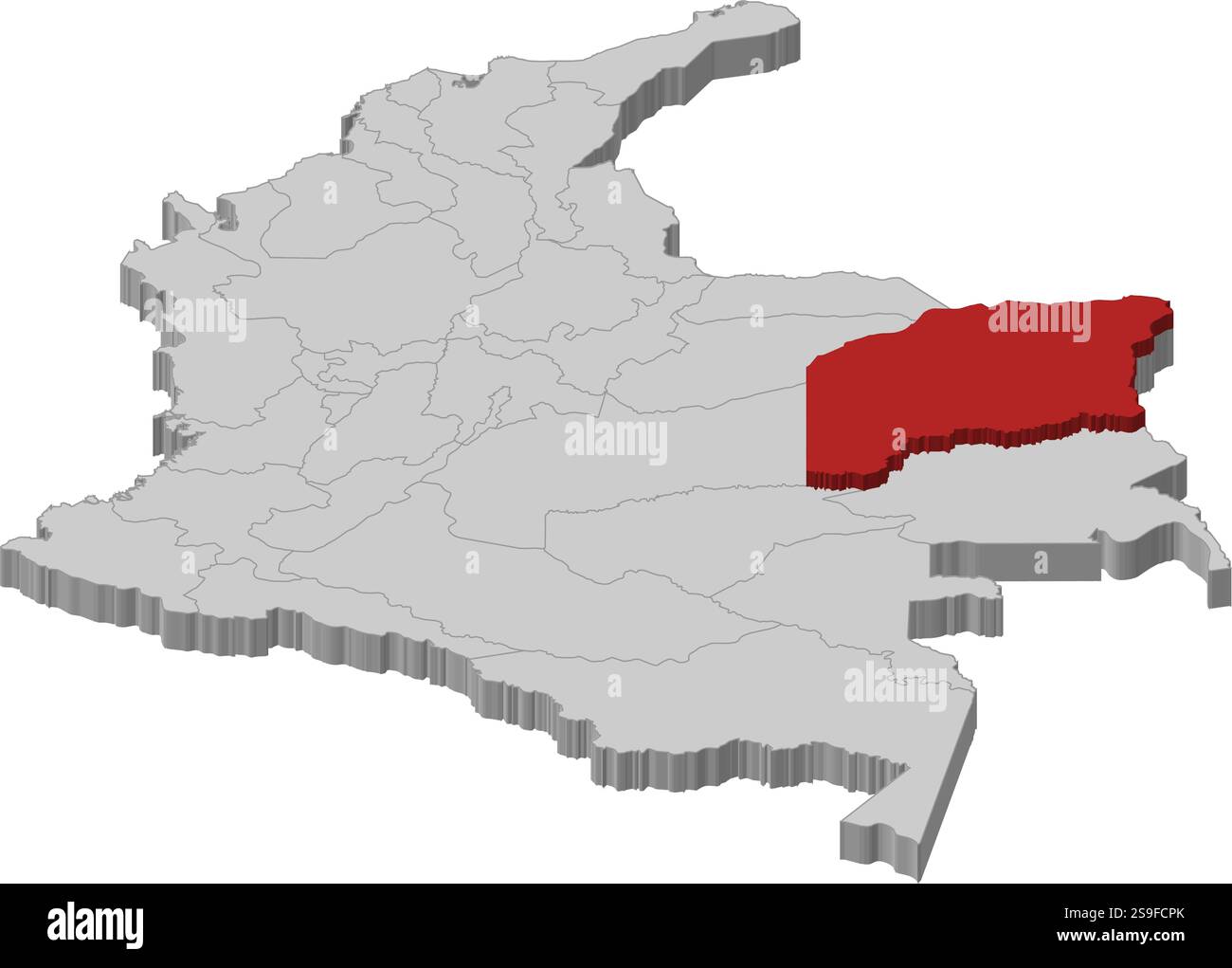 Map of Colombia as a gray piece., Vichada is highlighted in red Stock ...