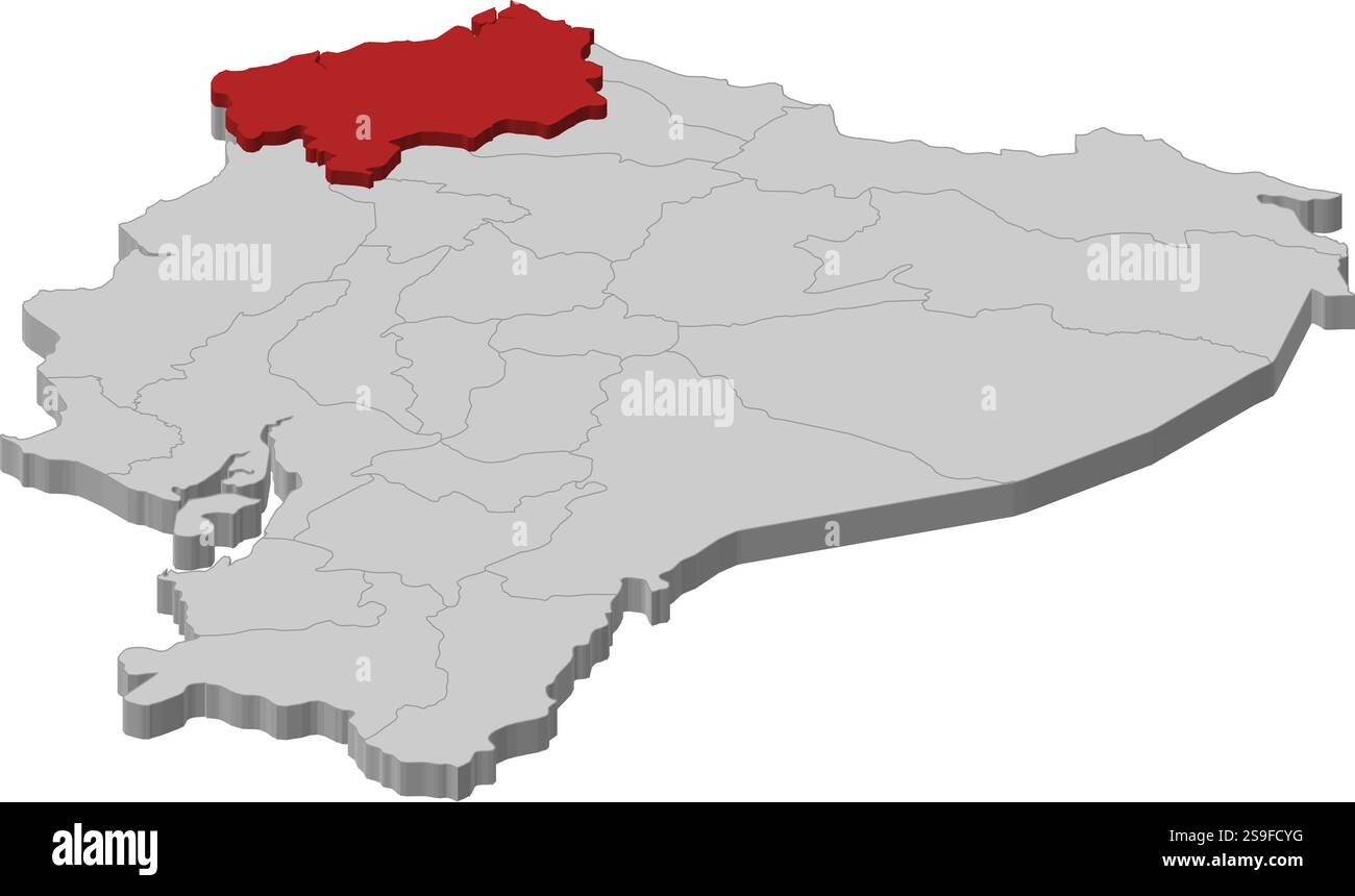 Map of Ecuador as a gray piece, Esmeraldas is highlighted in red Stock ...