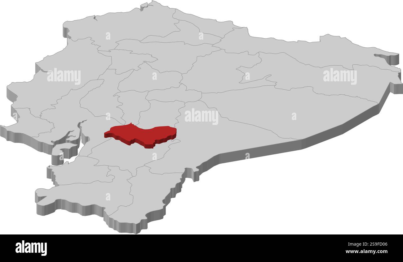 Map of Ecuador as a gray piece, Canar is highlighted in red Stock ...