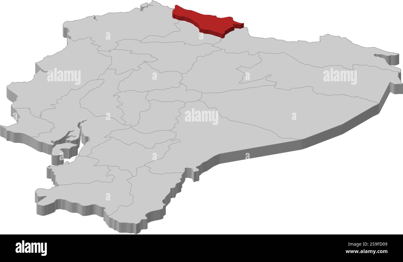 Map of Ecuador as a gray piece, Carchi is highlighted in red Stock ...