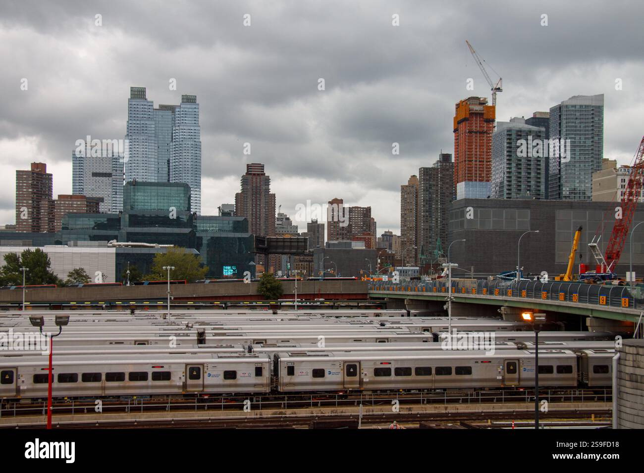 The Subway cars parked at the MTA West Side Yard in Manhattan, New York ...