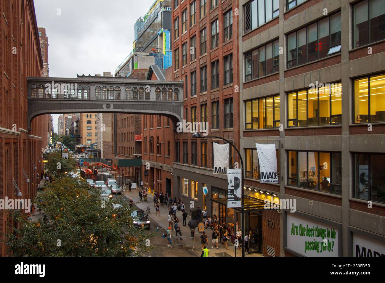 The Oreo Way skybridge over W 15th street, Chelsea, as seen from the ...