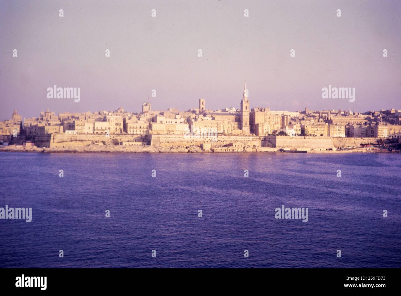 View from Silema of historic waterfront buildings in Valletta, Malta ...